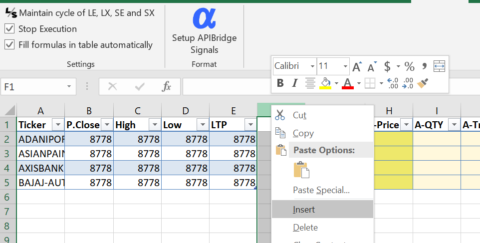 Creating Excel strategy with live data - MyCoder
